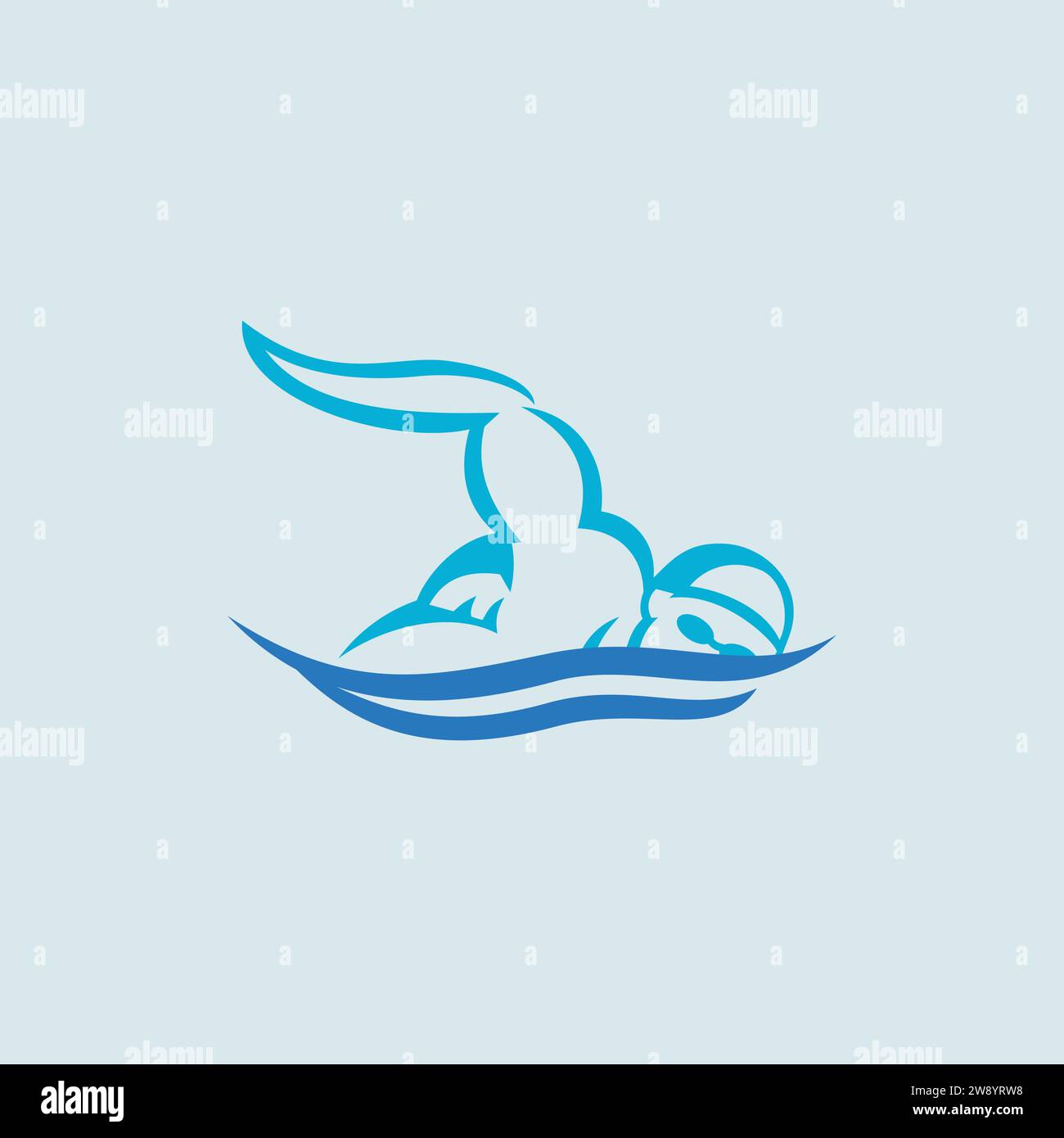 A creative design created with strokes and shapes, featuring a swimmer ...