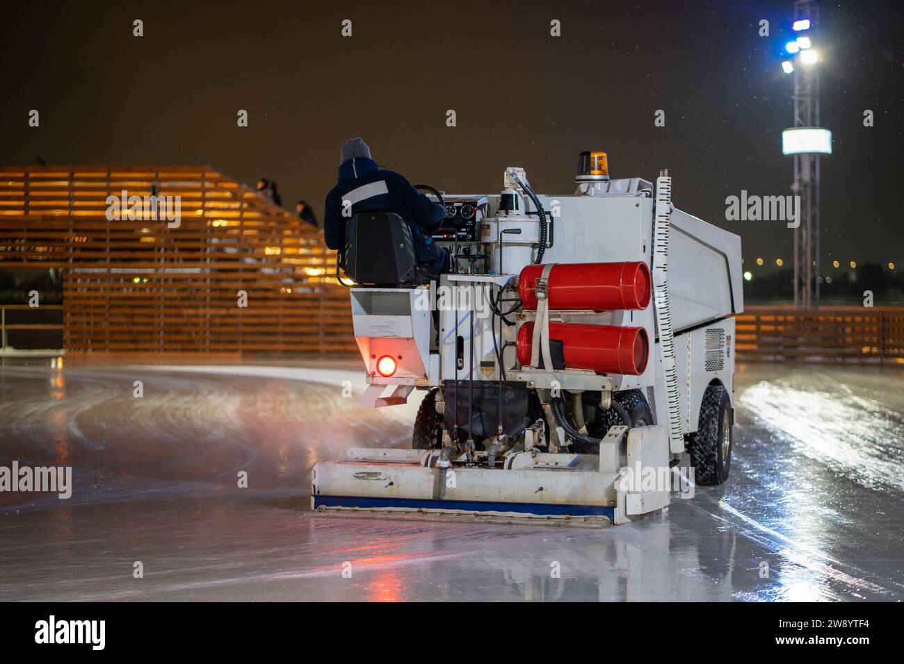 Ice rink resurfacer vehicle resurface machine outdoor Stock Photo - Alamy