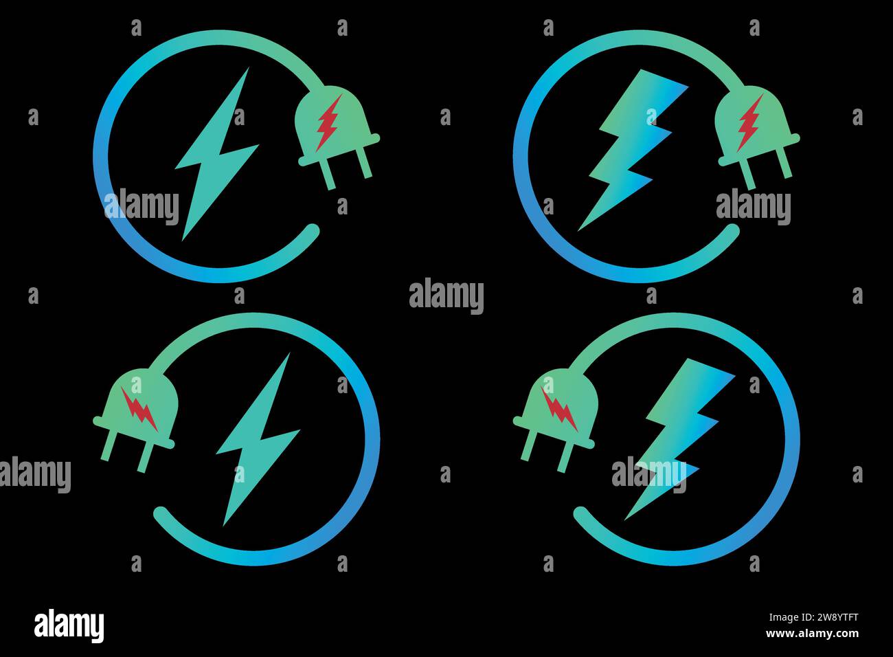Power charging energy symbol, lightning electric plug icon vector Stock ...