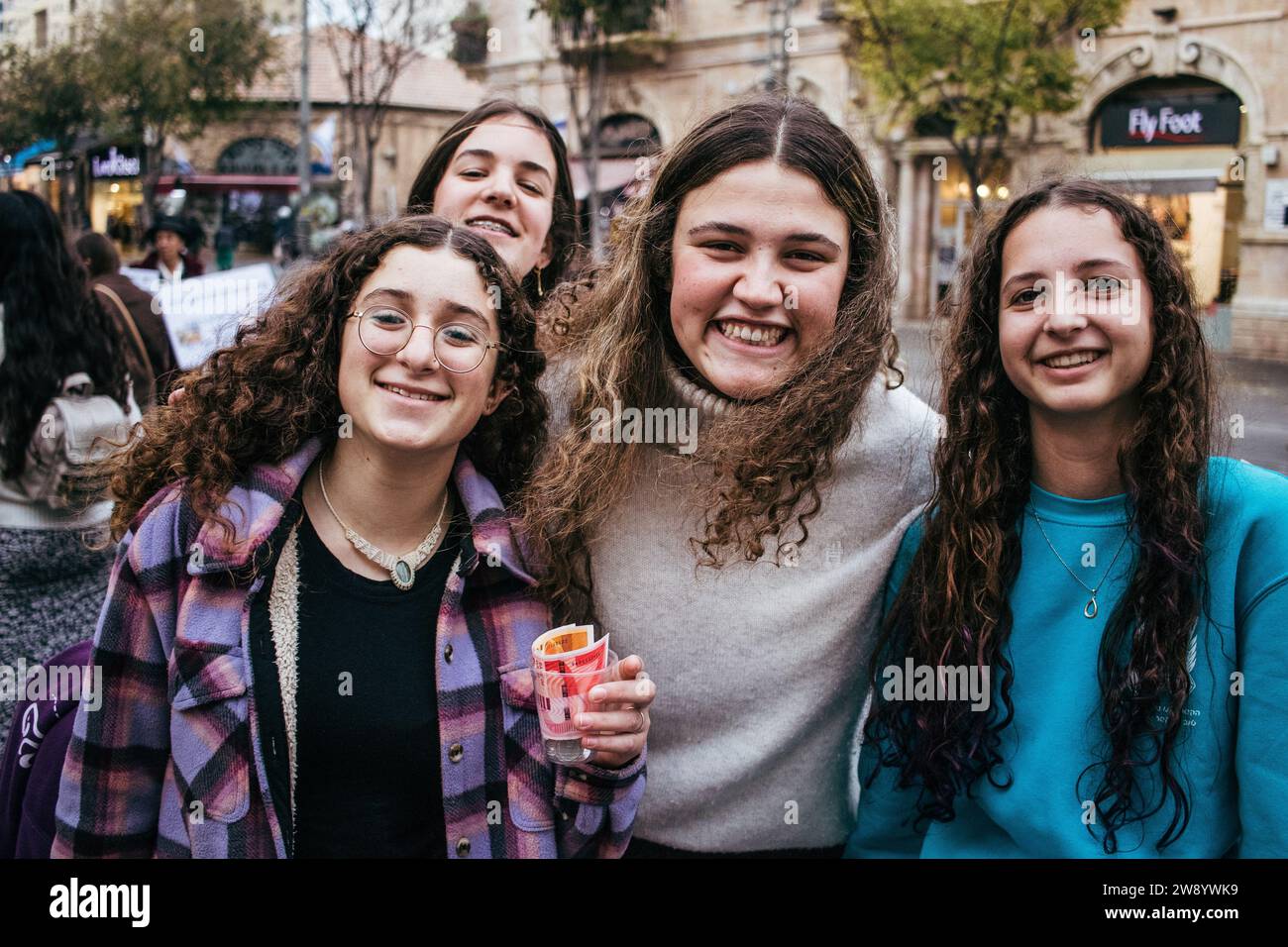 Jerusalem, Israel - December 21, 2023 Portrait of two young Israeli ...