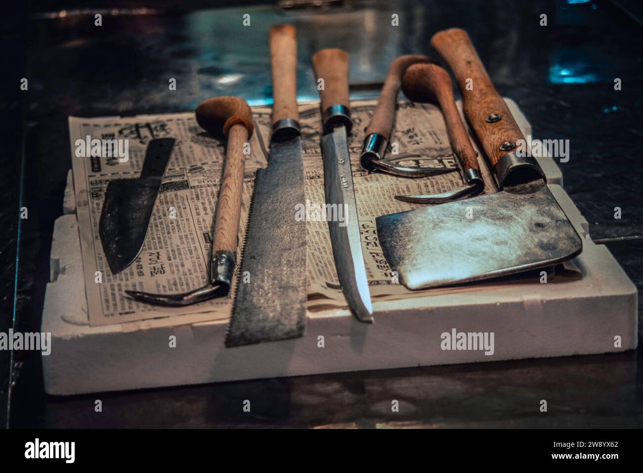 Fishmonger's tools at Tokyo fish market Stock Photo - Alamy