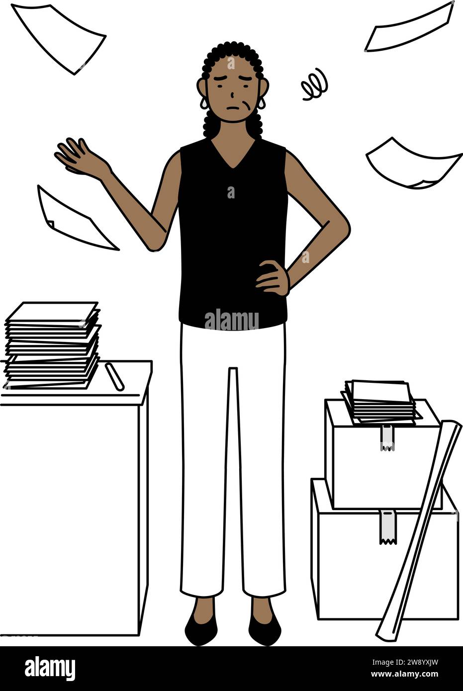 African-American senior woman who is fed up with her unorganized ...