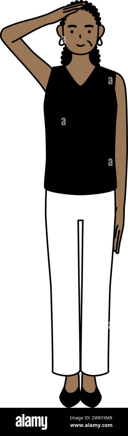 African-American senior woman making a salute, Vector Illustration ...