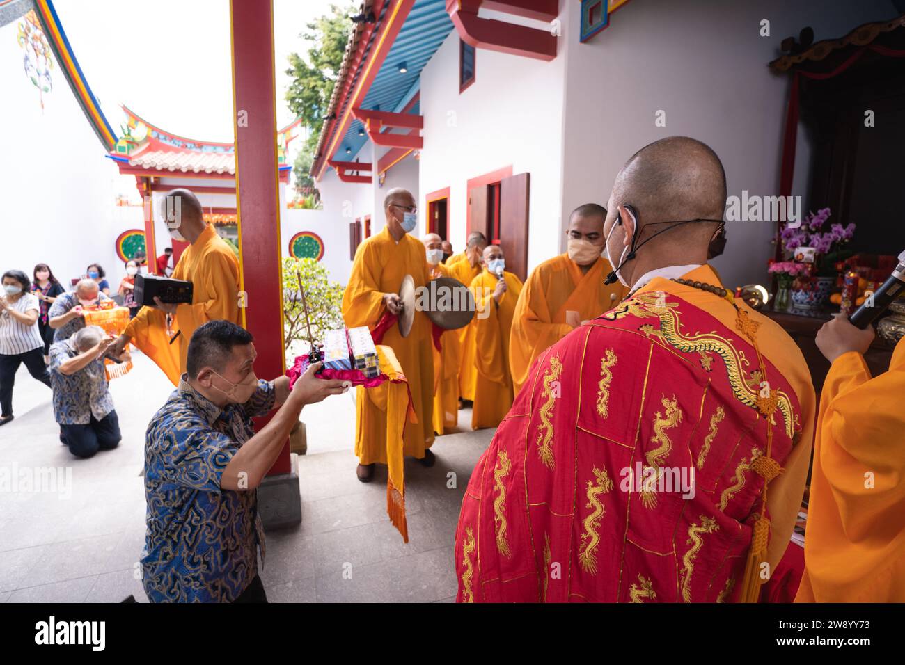Bandung, Indonesia - January 8, 2022 : Buddhist community praying ...