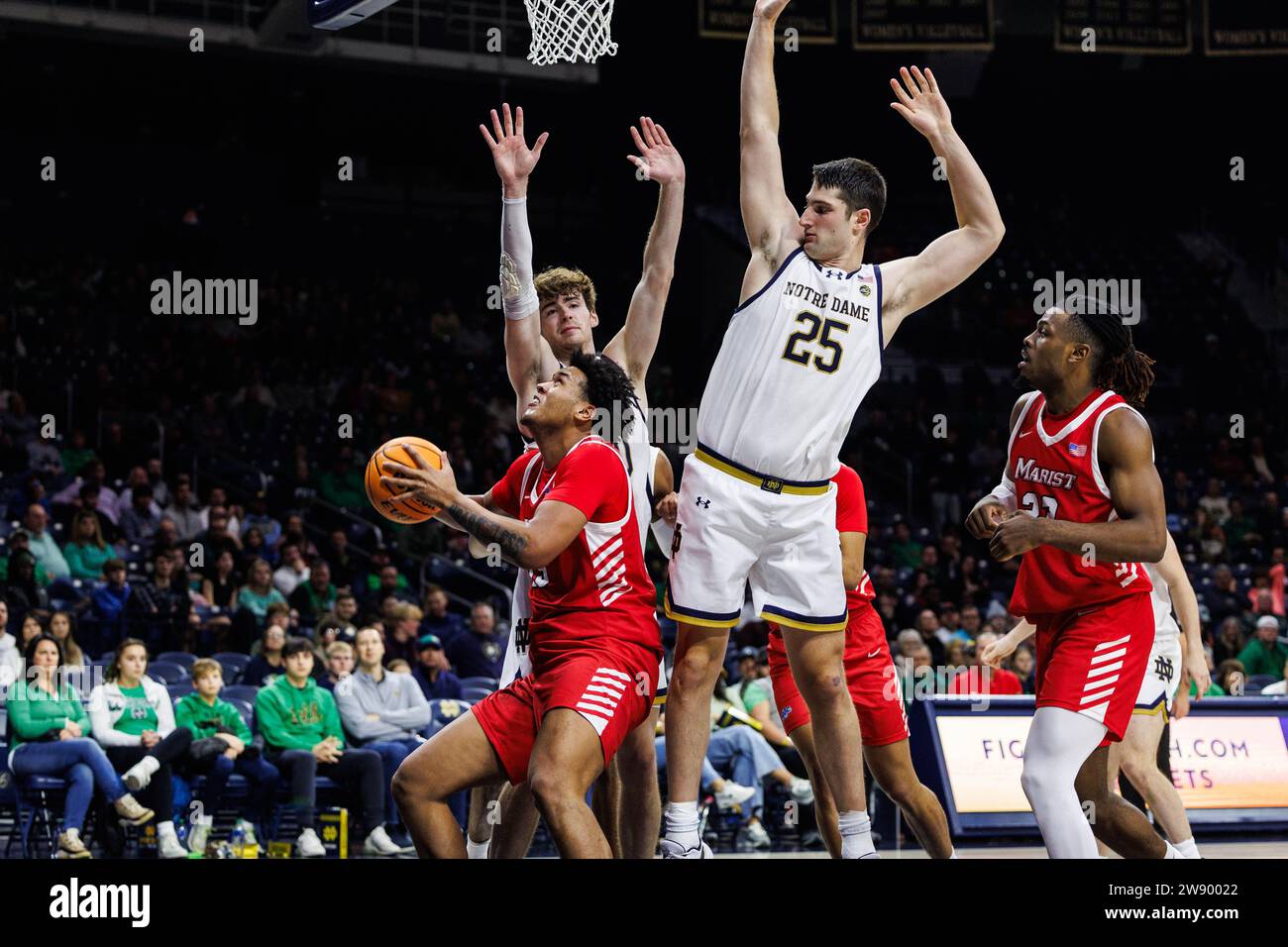 December 22, 2023: Marist center Max Allen II (13) goes up for a shot ...