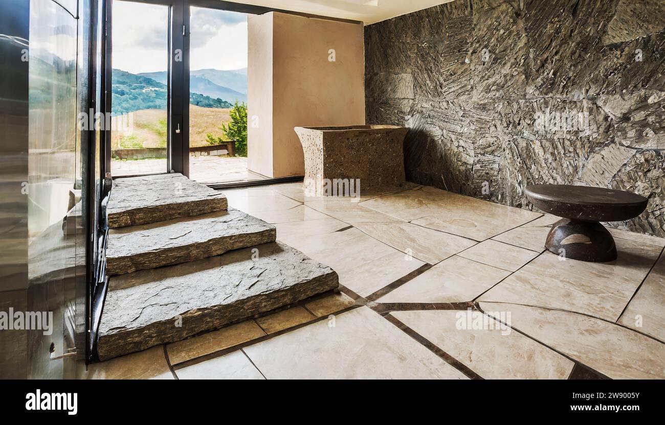 Modern natural stone house eco hi-res stock photography and images - Alamy