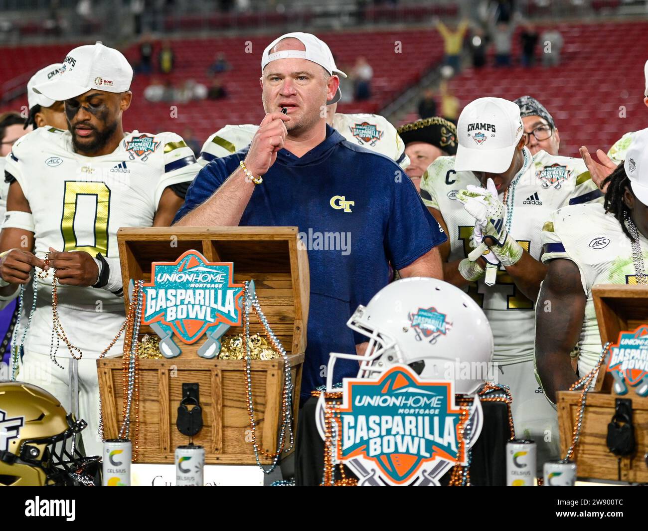 December 22, 2023: Georgia Tech head coach Brent Key during the trophy ...