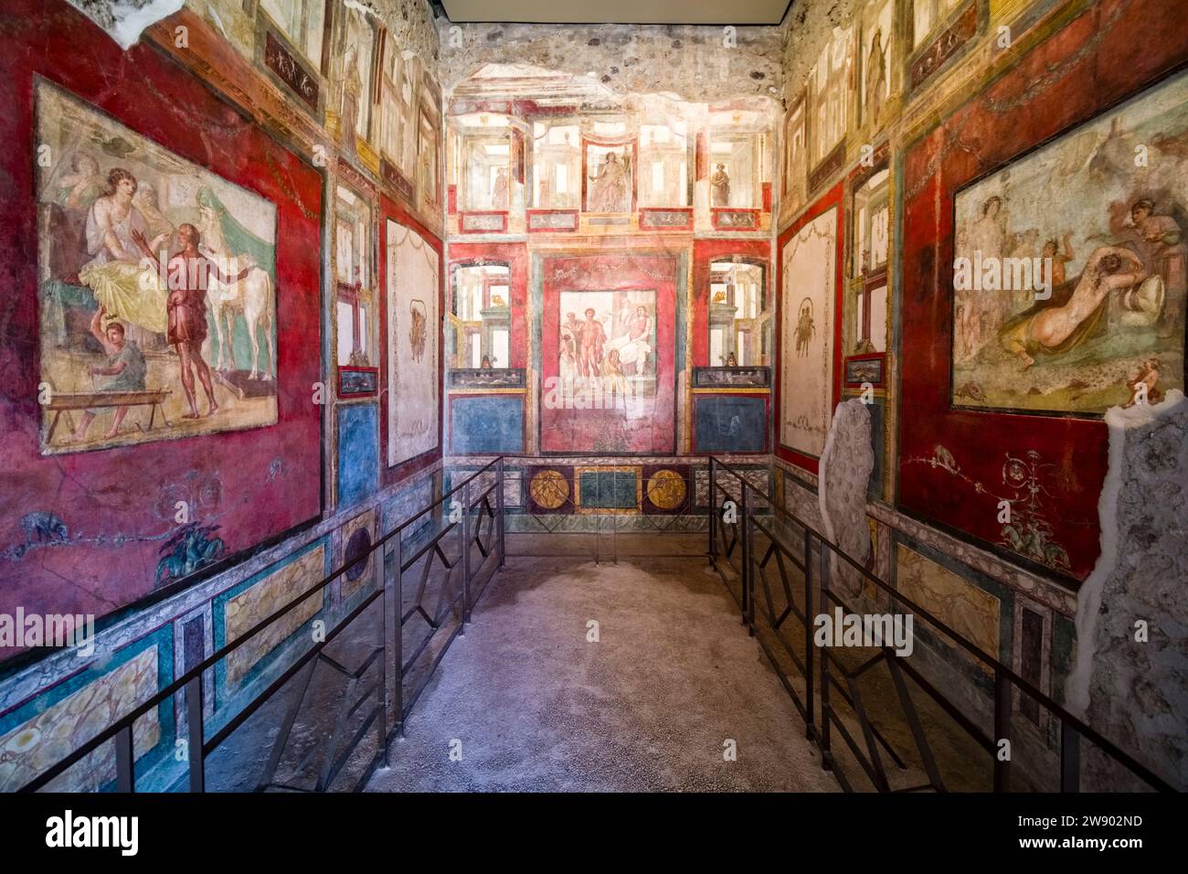 Ruins of the Casa dei Vettii in the archaeological site of Pompeii, an ...