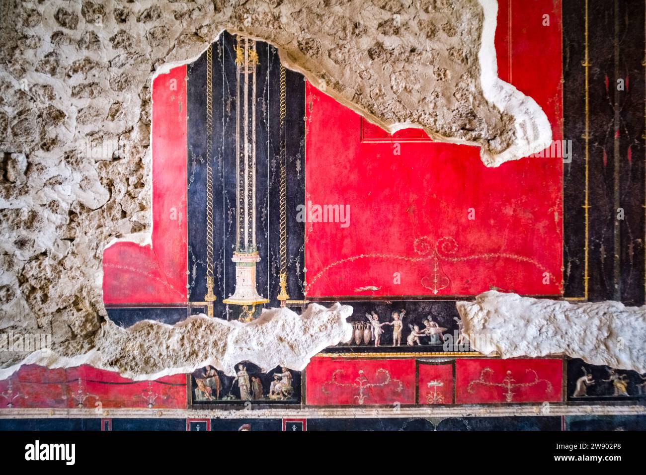 Ruins of the Casa dei Vettii in the archaeological site of Pompeii, an ...