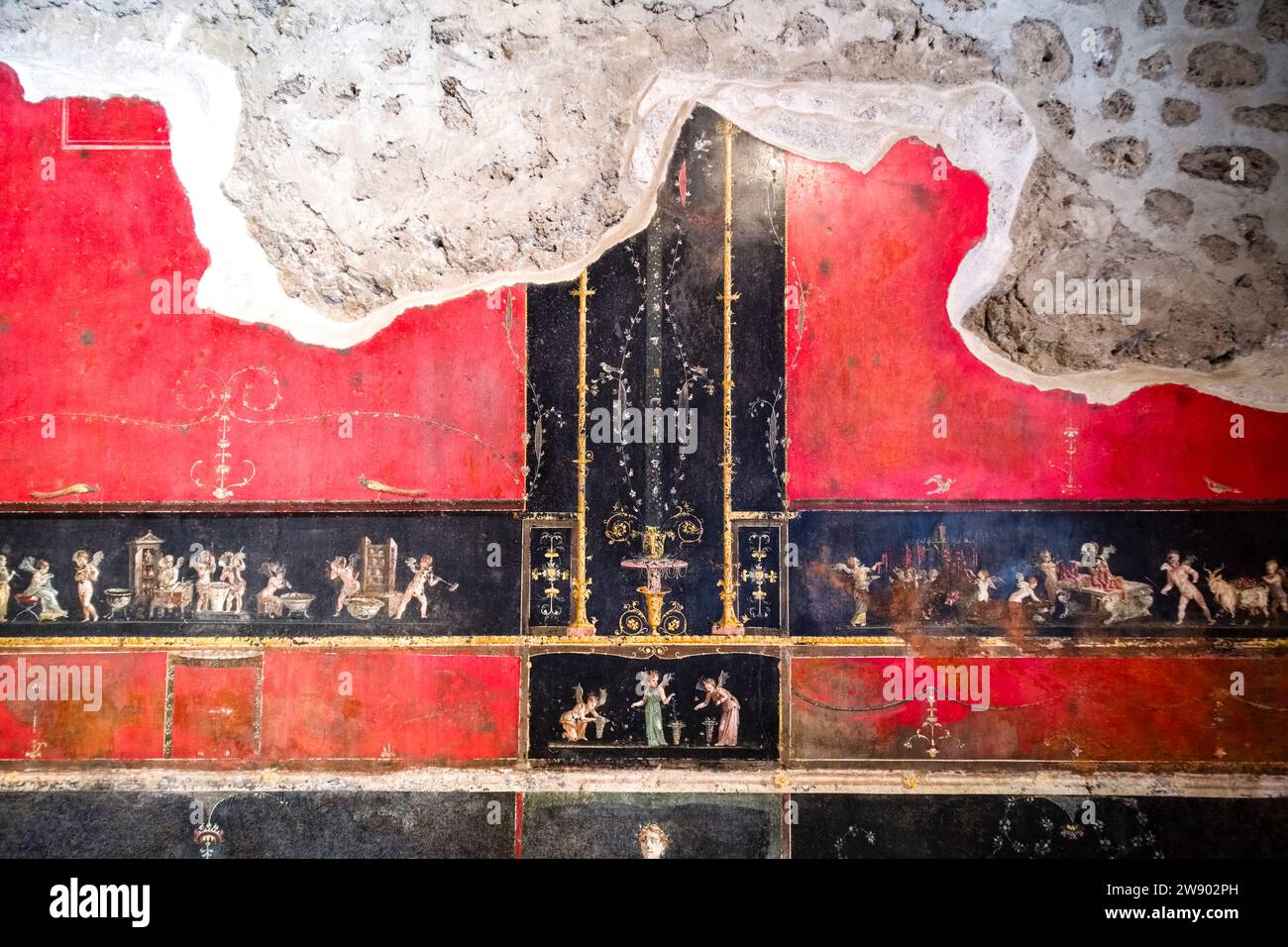 Ruins of the Casa dei Vettii in the archaeological site of Pompeii, an ...