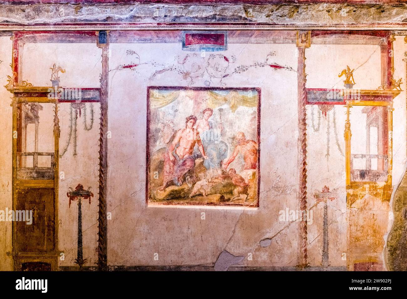 Ruins of the Casa dei Vettii in the archaeological site of Pompeii, an ...