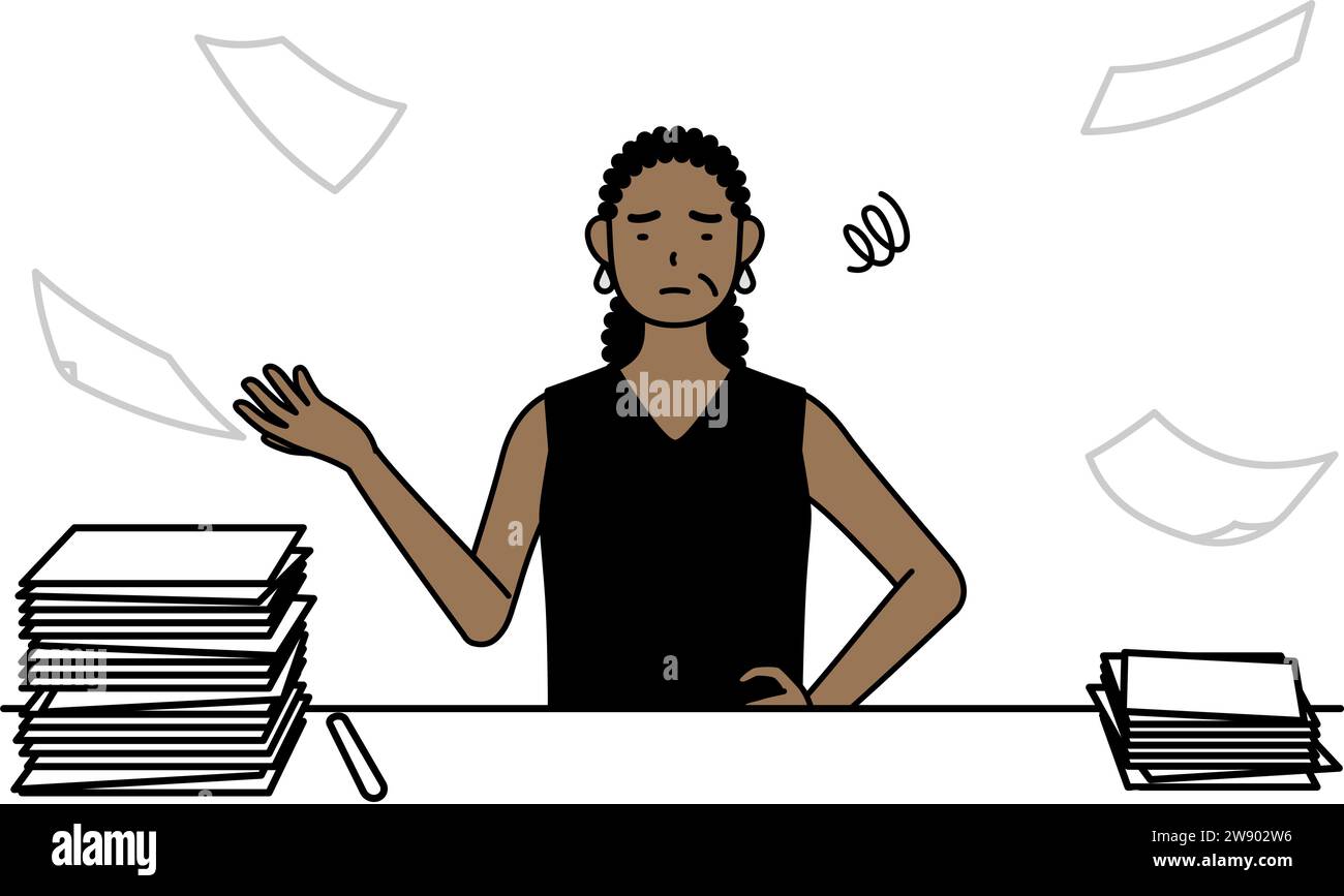 African-American senior woman who is fed up with her unorganized ...