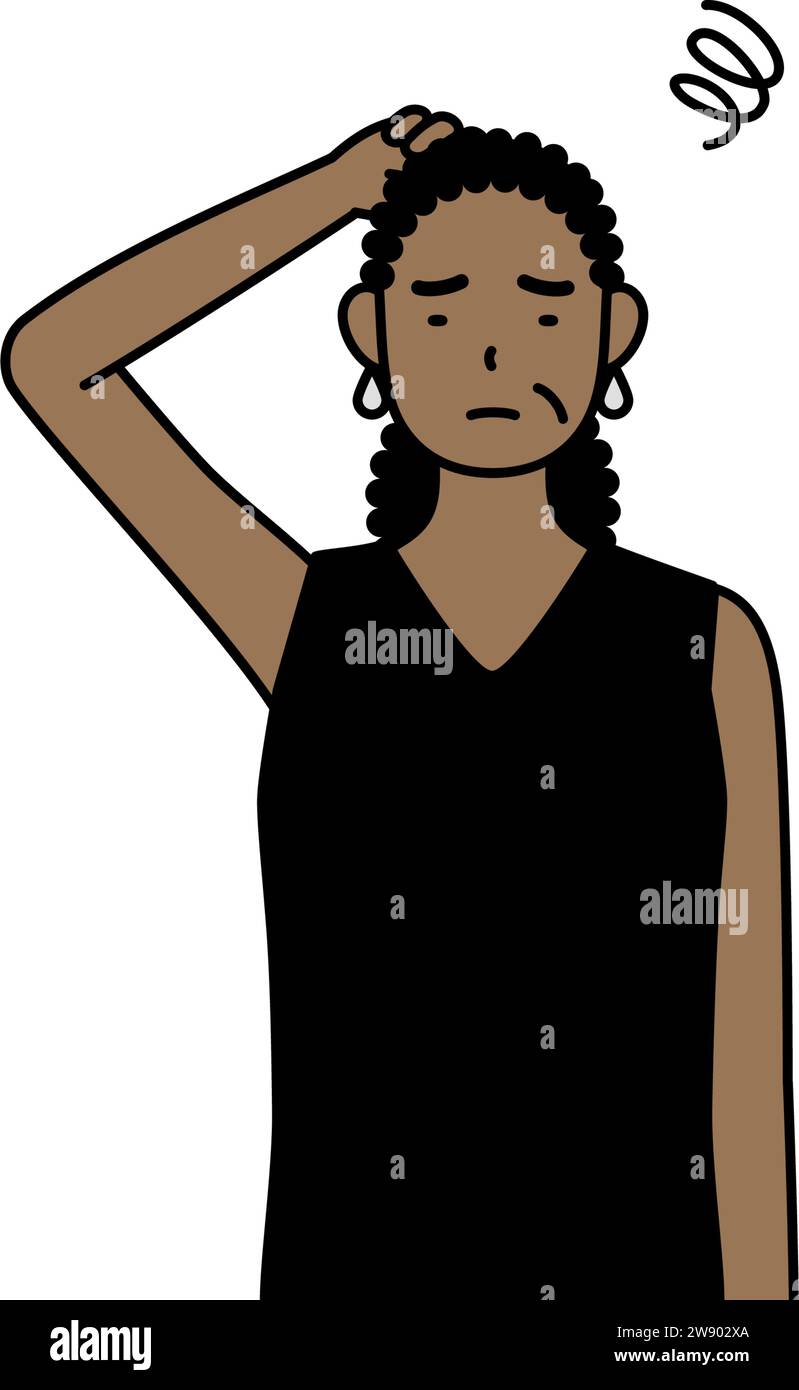 African-American senior woman scratching her head in distress, Vector ...
