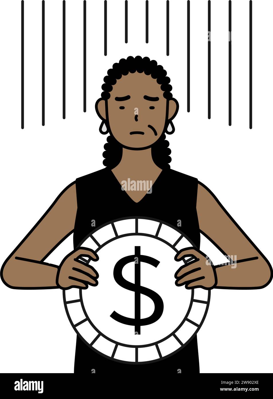 Woman with money frown Stock Vector Images - Alamy