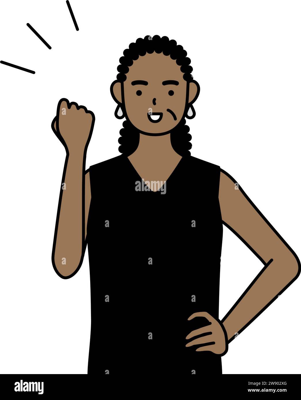 African-American senior woman posing with guts, Vector Illustration ... African-American senior woman posing with guts, Vector Illustration ...