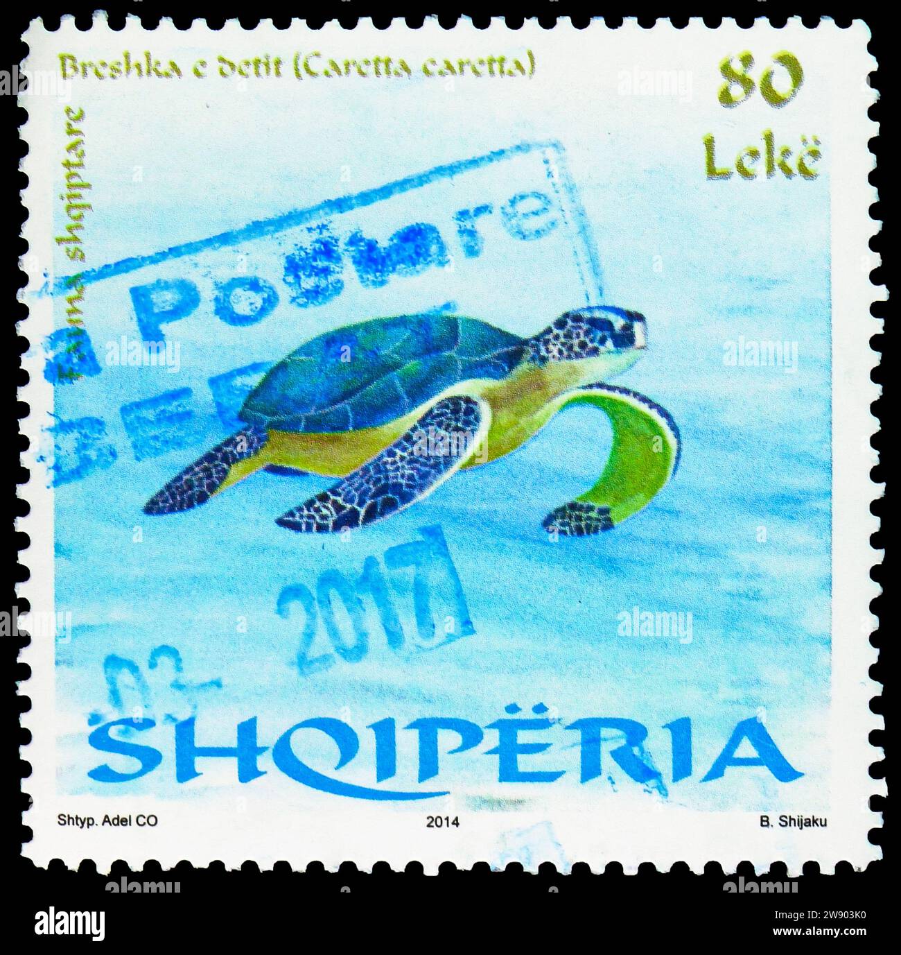 MOSCOW, RUSSIA - DECEMBER 17, 2023: Postage stamp printed in Albania ...