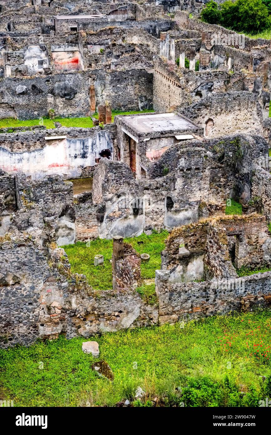 Ruins in Via di Mercurio in the archaeological site of Pompeii, an ...
