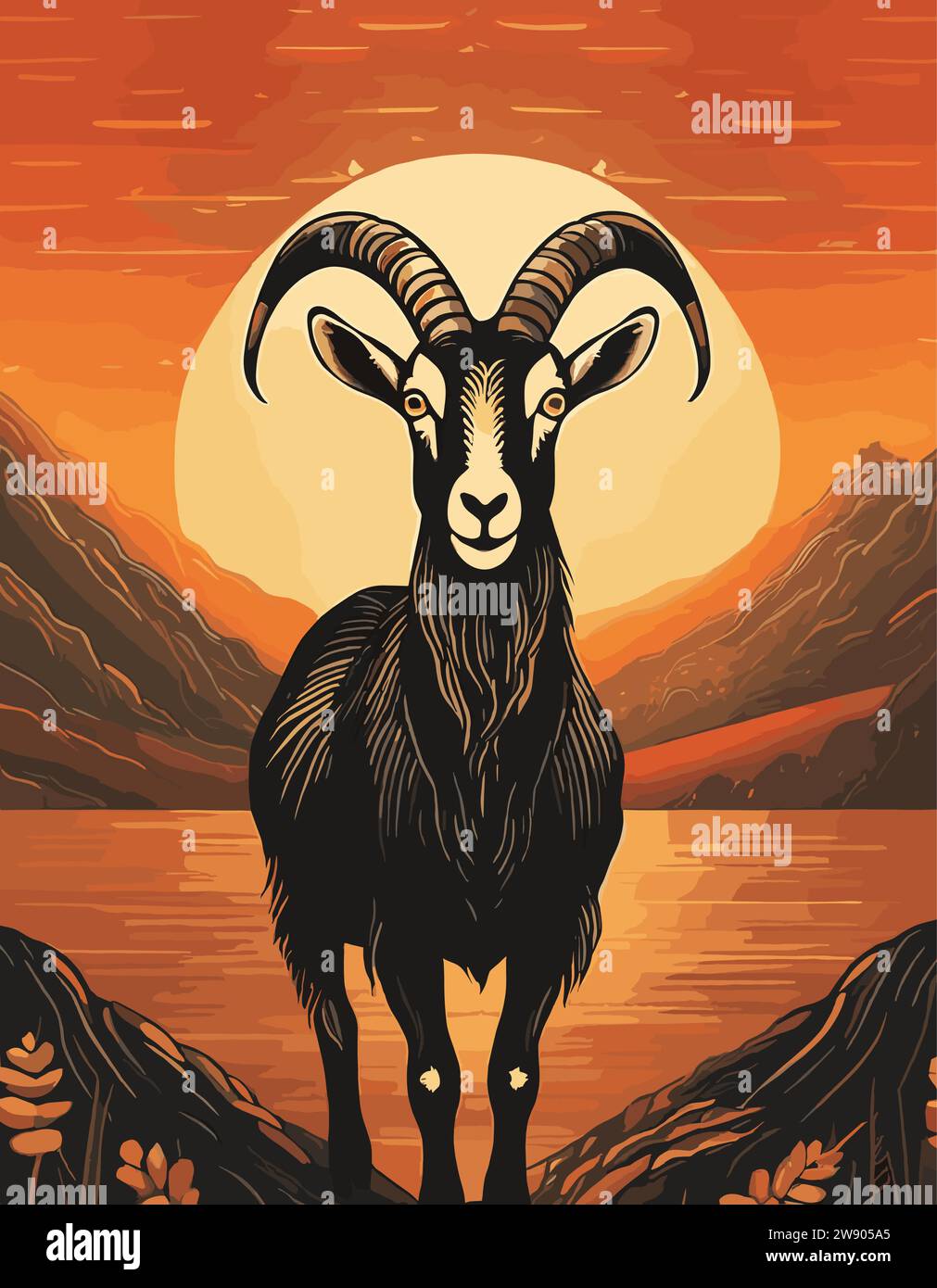 Wide goat Stock Vector Images - Alamy