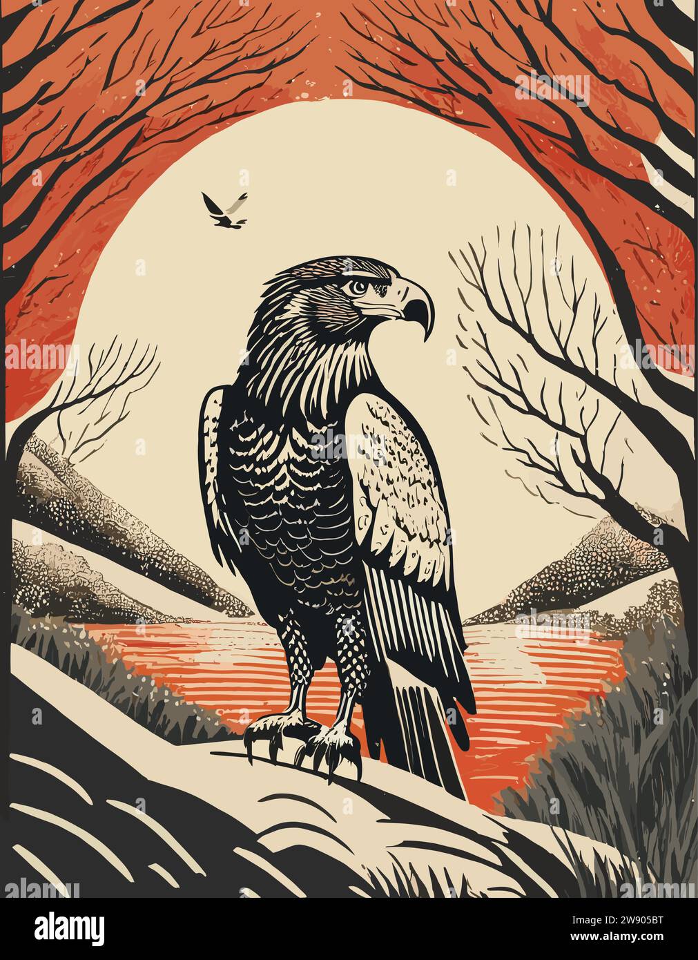 Eagle bird silhouette style hi-res stock photography and images - Alamy