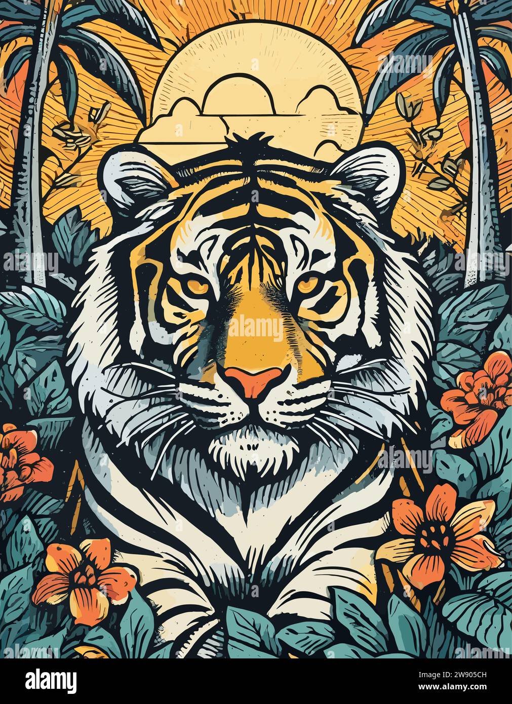 Tiger with nature Stock Vector Images - Alamy