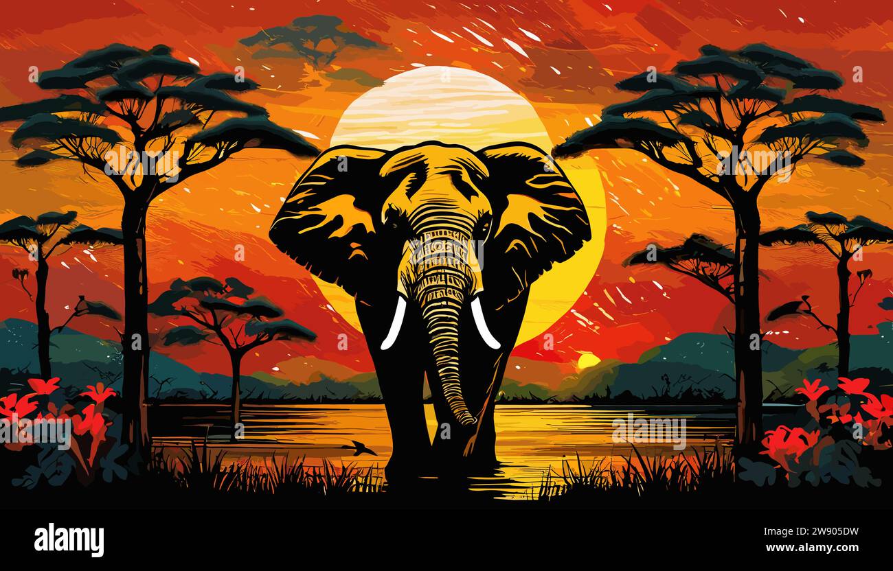 Elephant print wallpaper hi-res stock photography and images - Alamy