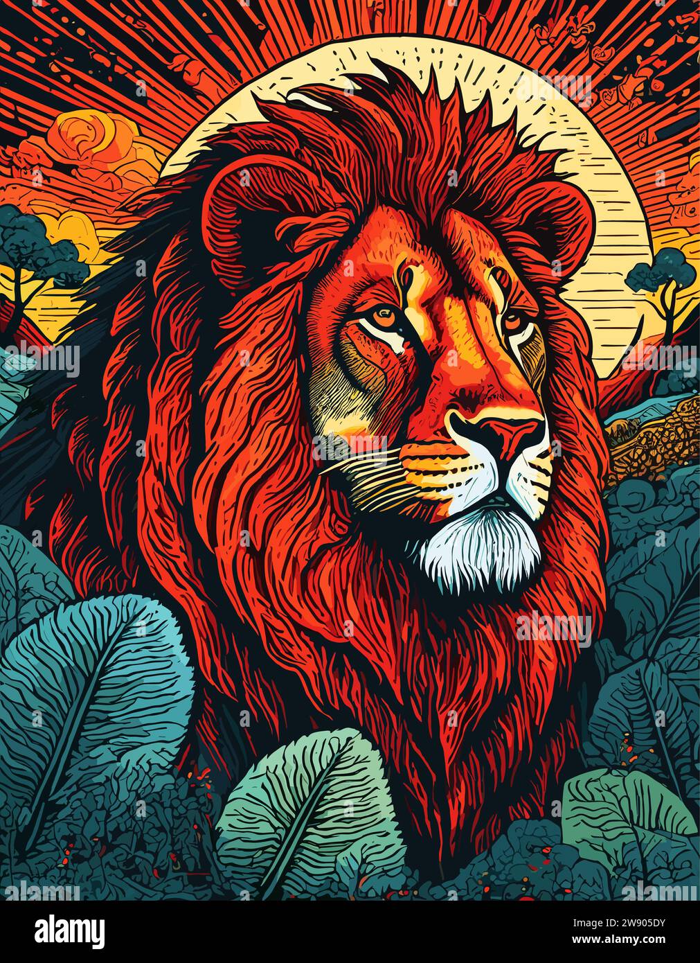 Lion line drawing Stock Vector Images - Alamy