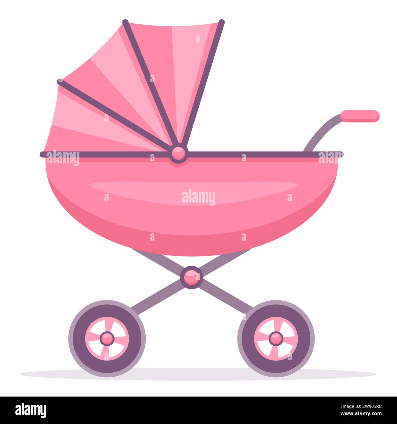 Illustration of baby stroller pink flat design isolated Stock Vector ...