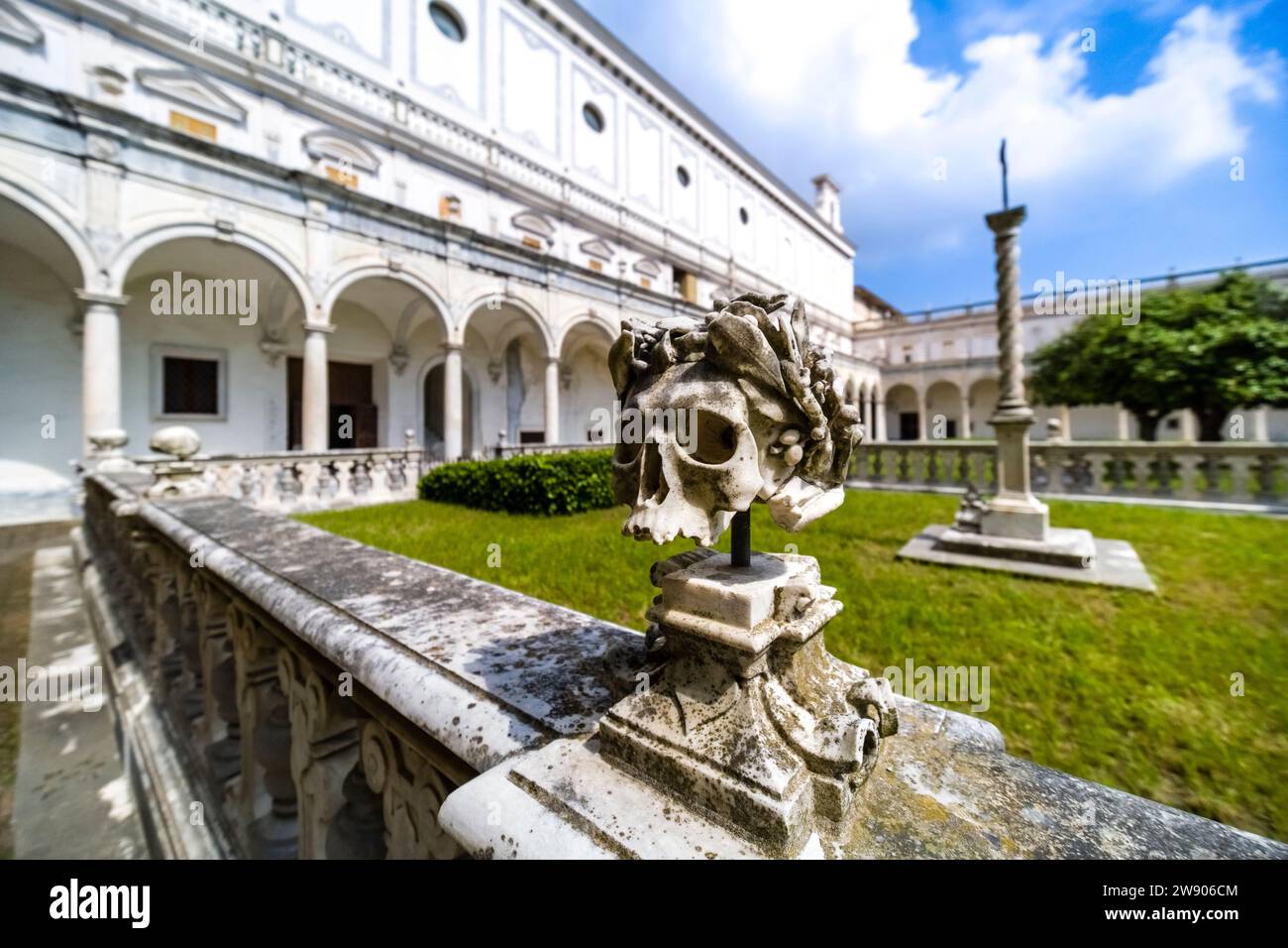 Marble sculpture of a skull at the inner courtyard of the former ...