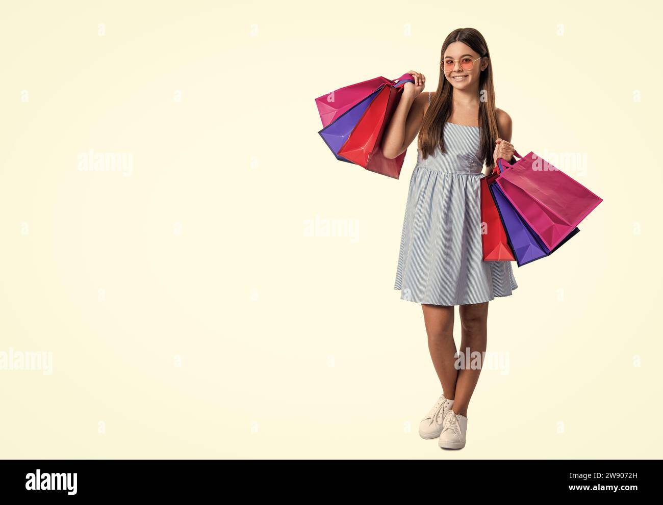 teen girl at shopping on background, advertisement. photo of teen girl ...