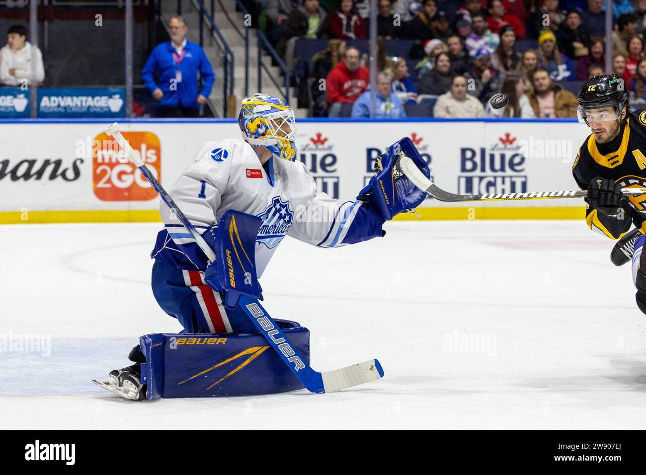 USA. 22nd Dec, 2023. December 22nd 2023: Rochester Americans goaltender ...
