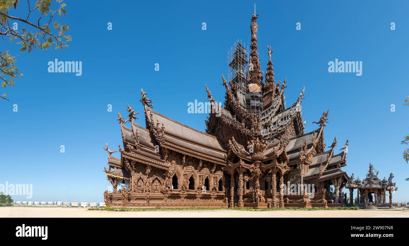 The Sanctuary of Truth wooden temple in Pattaya Thailand is a gigantic ...