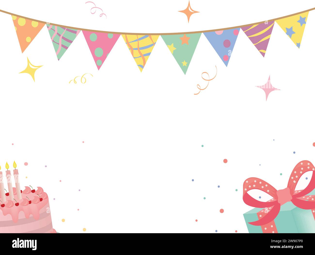 Happy Birthday Confetti, Cake, Gift Box Vector Stock Vector Image & Art ...