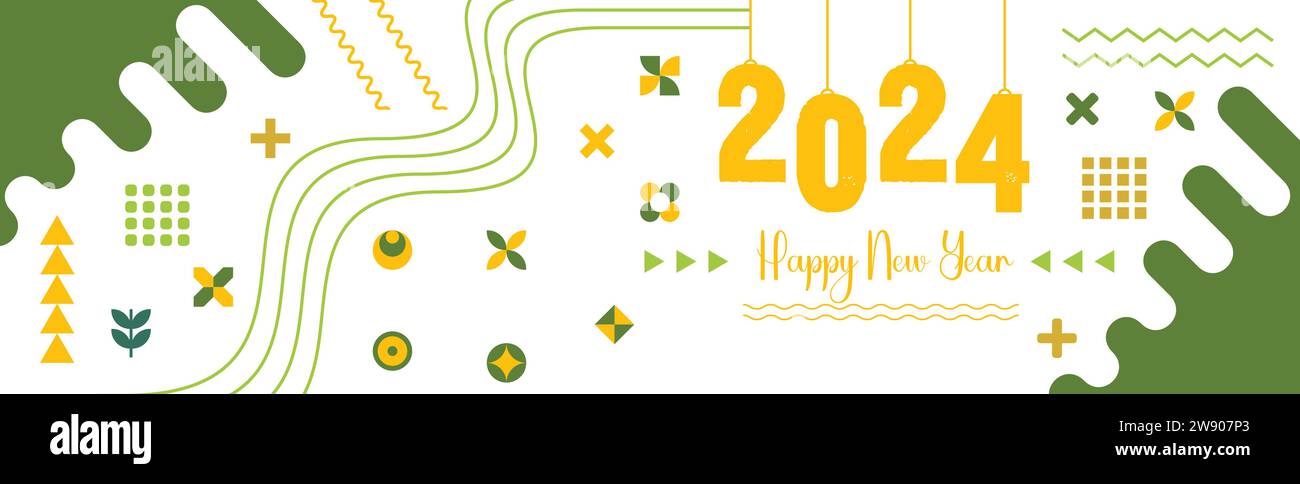 Happy New Year 2024 Text Design with Modern Calligraphy on a Clean ...