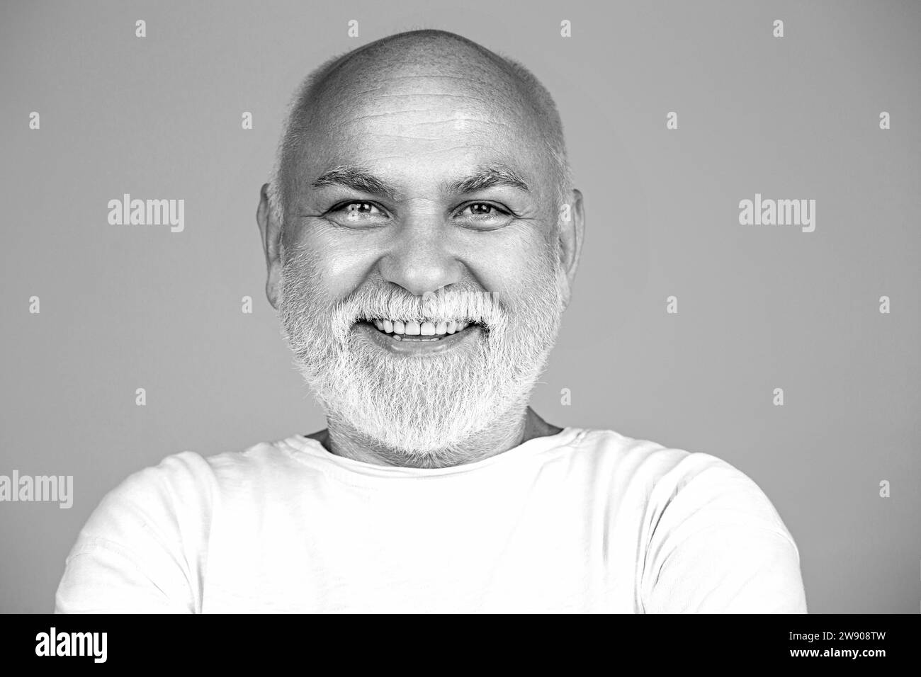 Handsome Senior Bearded Man Portrait Happy Smile Senior Elderly Old