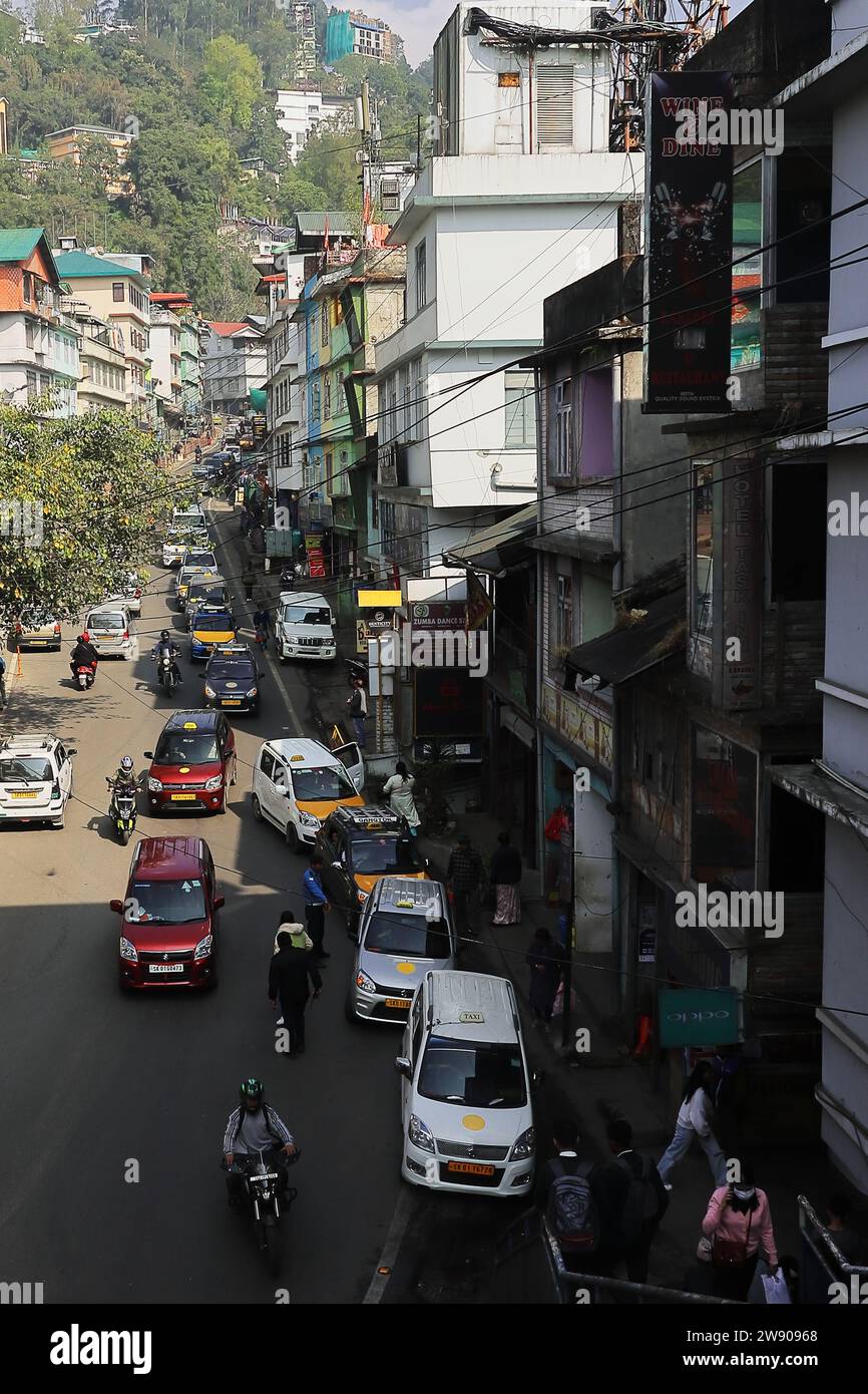 townscape and busy street of gangtok hill station, beautiful gangtok is ...