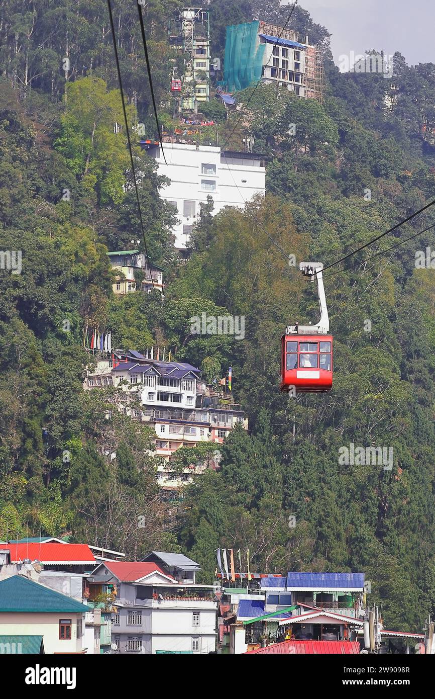 gangtok ropeway or cable car, a popular tourist attraction and a mode ...