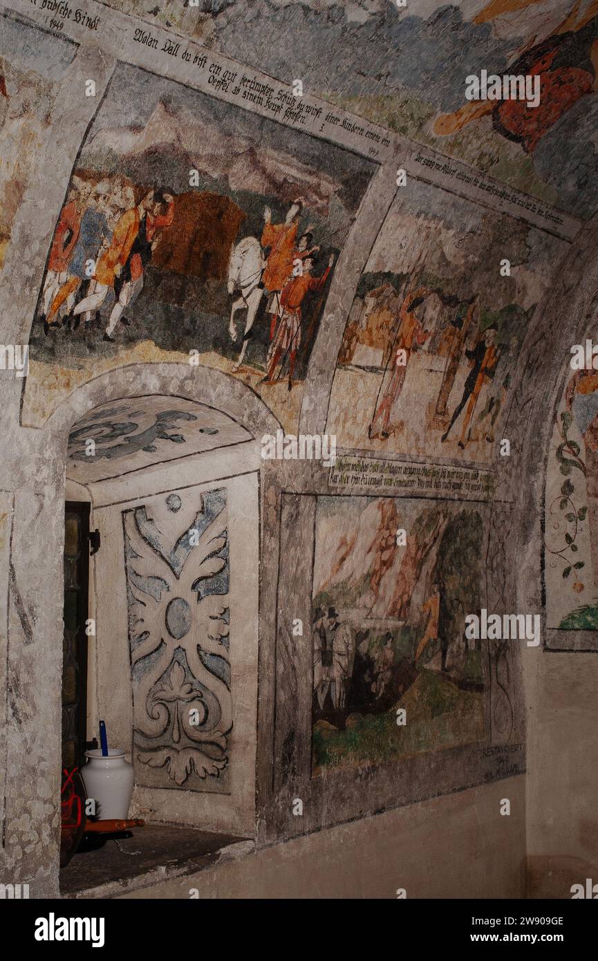 Scenes from a fresco cycle painted in the 1500s which depict the life ...