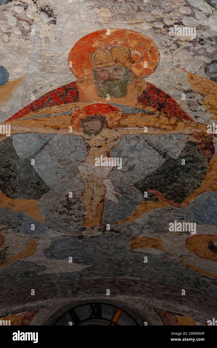 Bearded God the Father and Jesus the Son on the cross. Holy Trinity ...