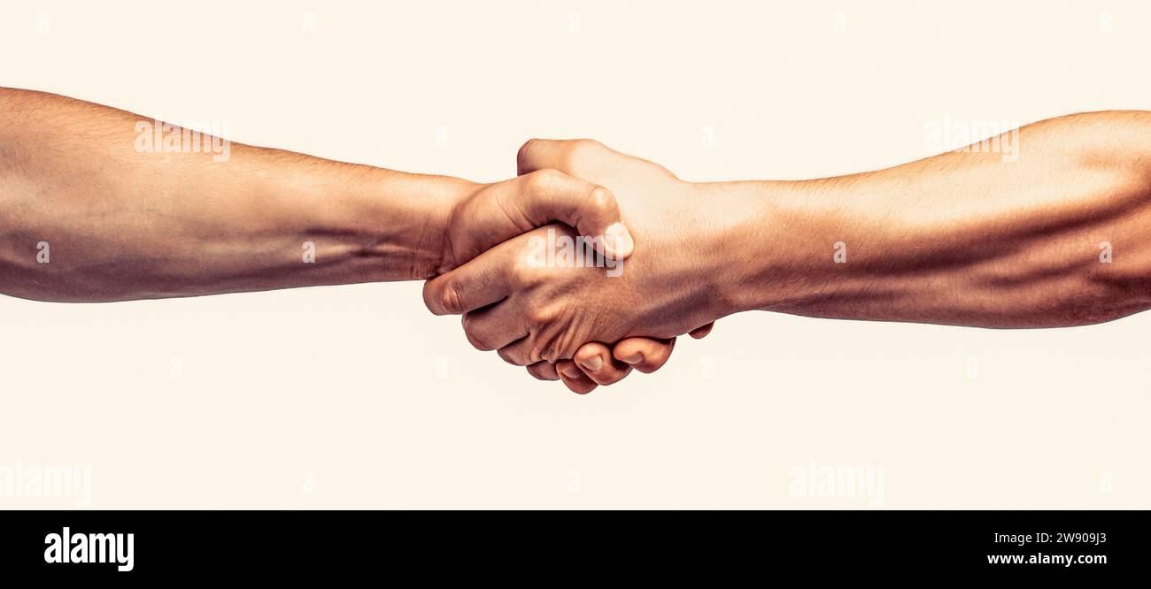 Partners who shake their hands. Friendly handshake, friends greeting, teamwork, friendship ...