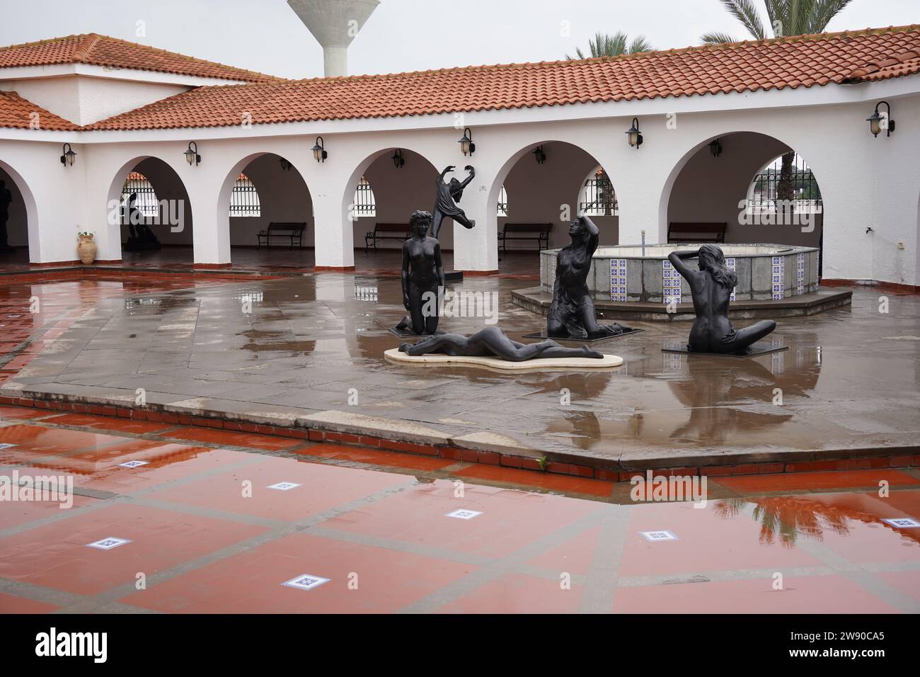 Inside yard of Ralli museum for classical art,Caesarea,Israel.Ralli ...