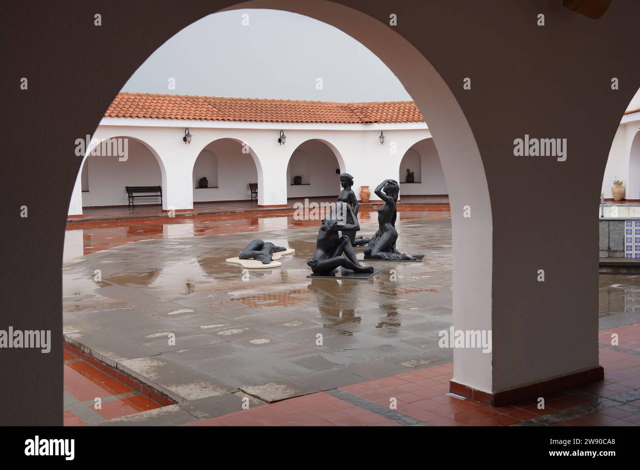 Inside yard of Ralli museum for classical art,Caesarea,Israel.Ralli ...