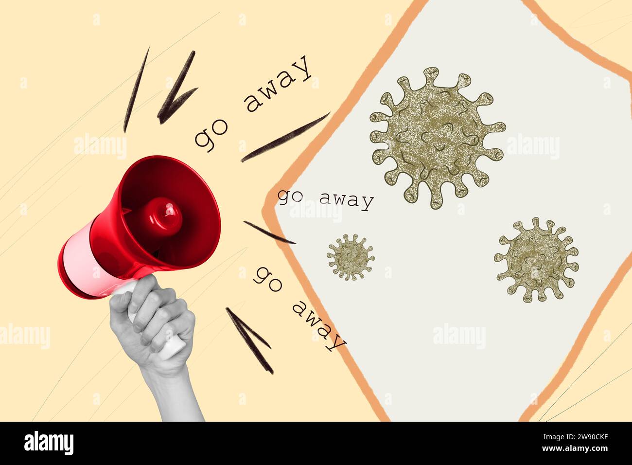 Template poster banner advert collage of loud speaker announce danger ...