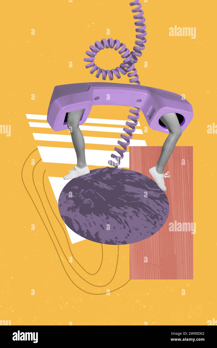 Composite collage picture image of funny legs handset phone call device ...