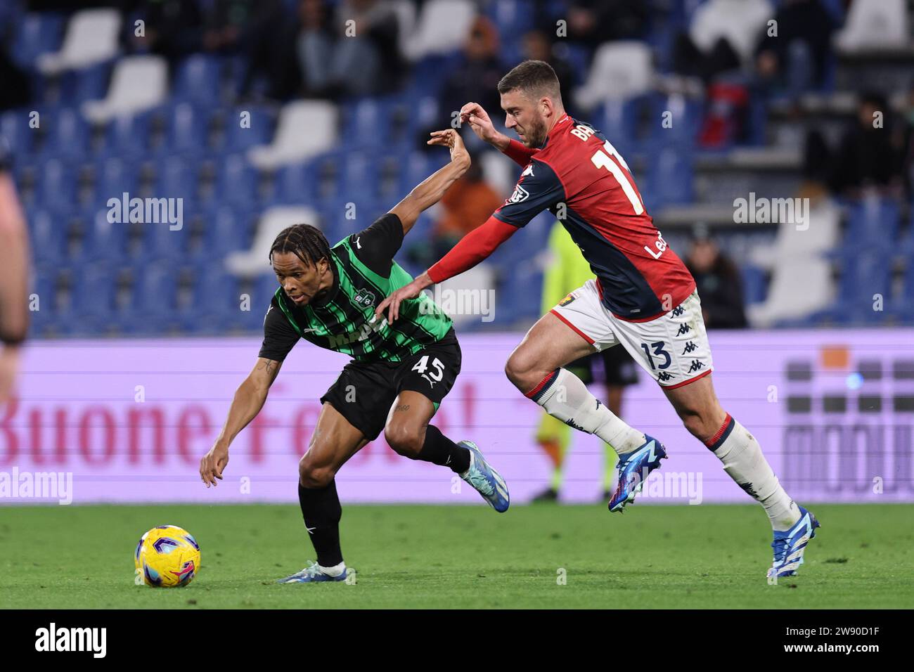 Armand Lauriente (Sassuolo)Mattia Bani (Genoa) during the Italian ...
