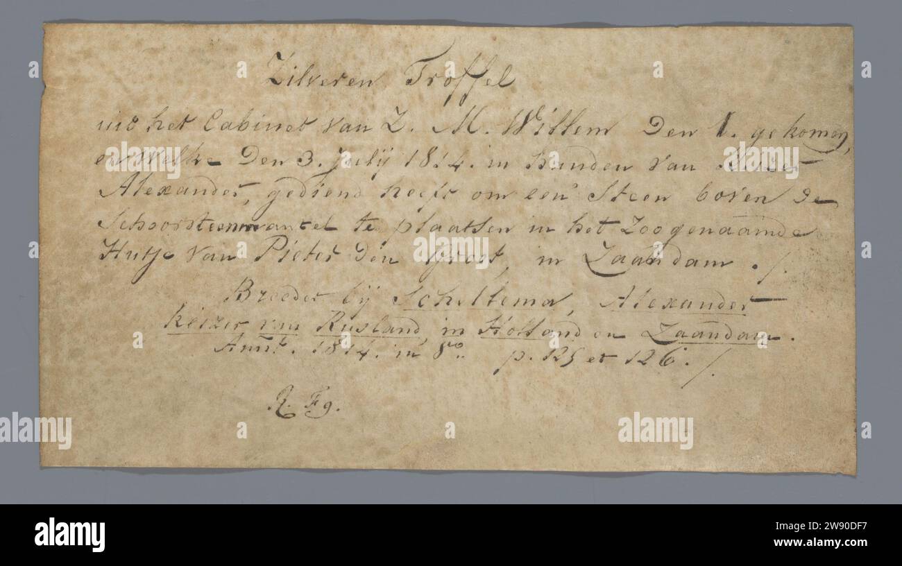 Declaration of the Silver Trowel ,, 1814 Parchment note described with ...