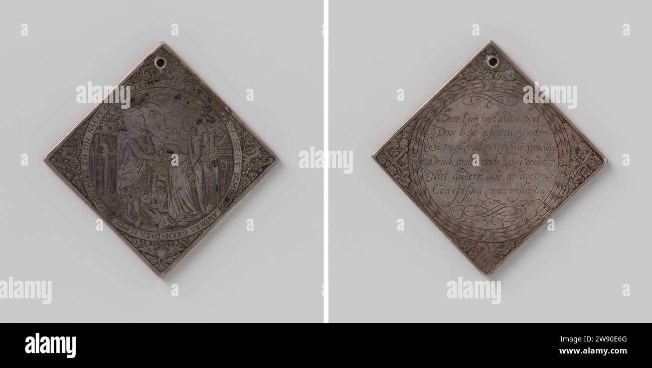 The marriage, monogram AB (1626-1686), 1650 - 1686 Silver diamond ...