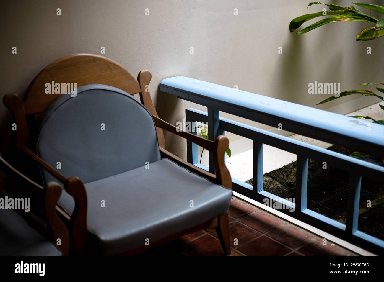 Beautiful terrace or balcony with chair. Vintage image terrace home ...