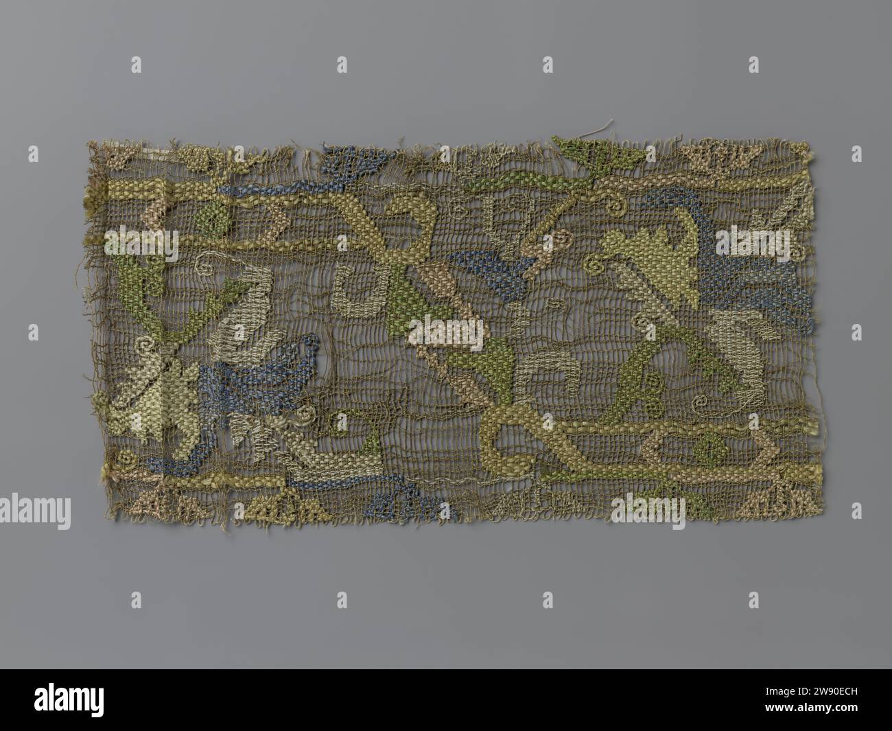 Strip of lace plunger with colored flowers, anonymous, c. 1500 - c ...