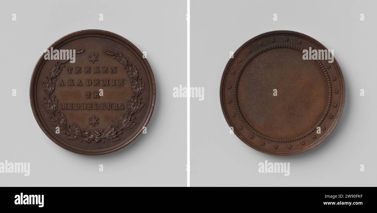 Drawing Academy in Middelburg, Anonymous, 1865 award medal Bronze medal ...
