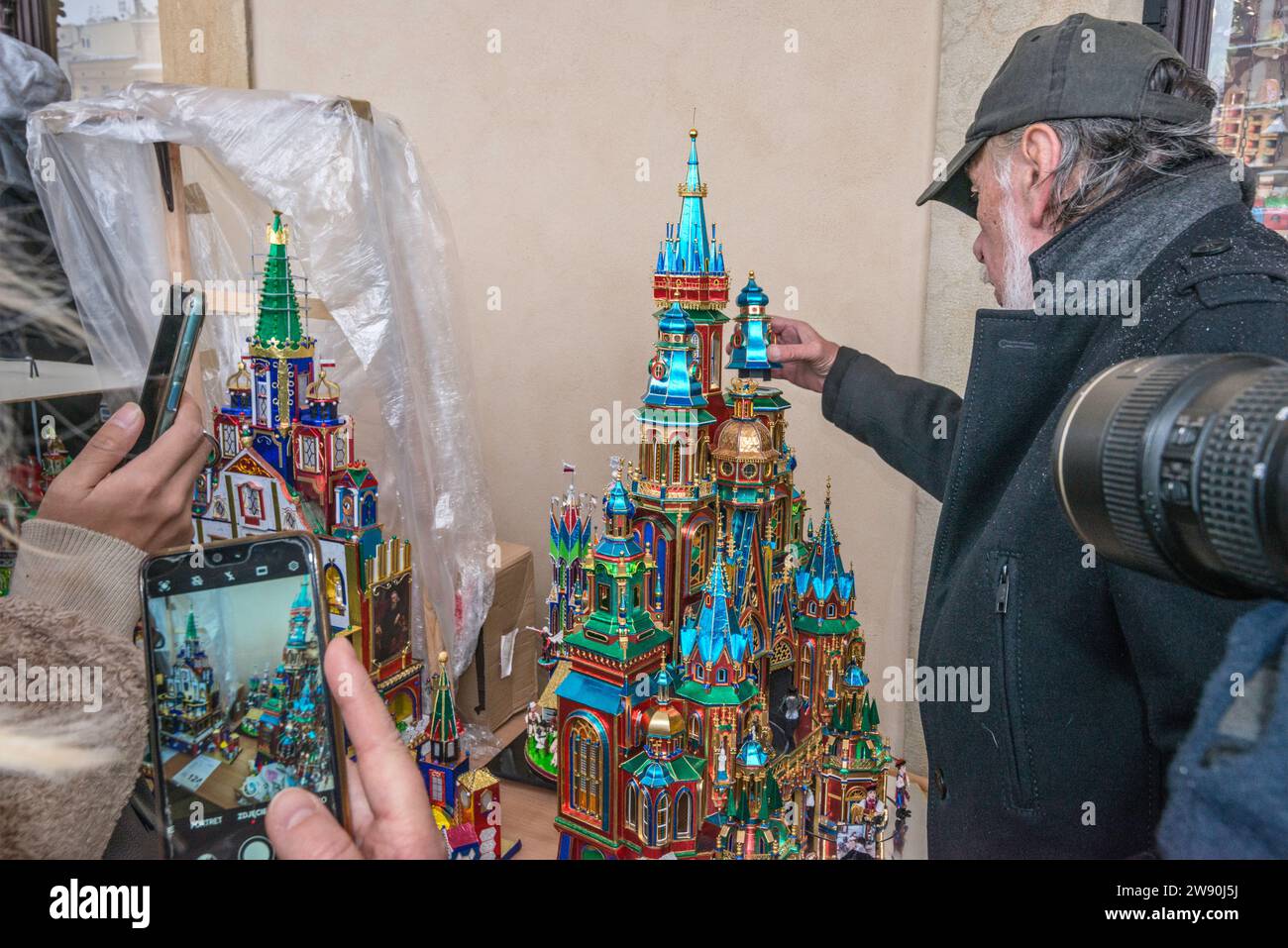 Artist puts finishing touches on his Szopka (Christmas Nativity scene ...